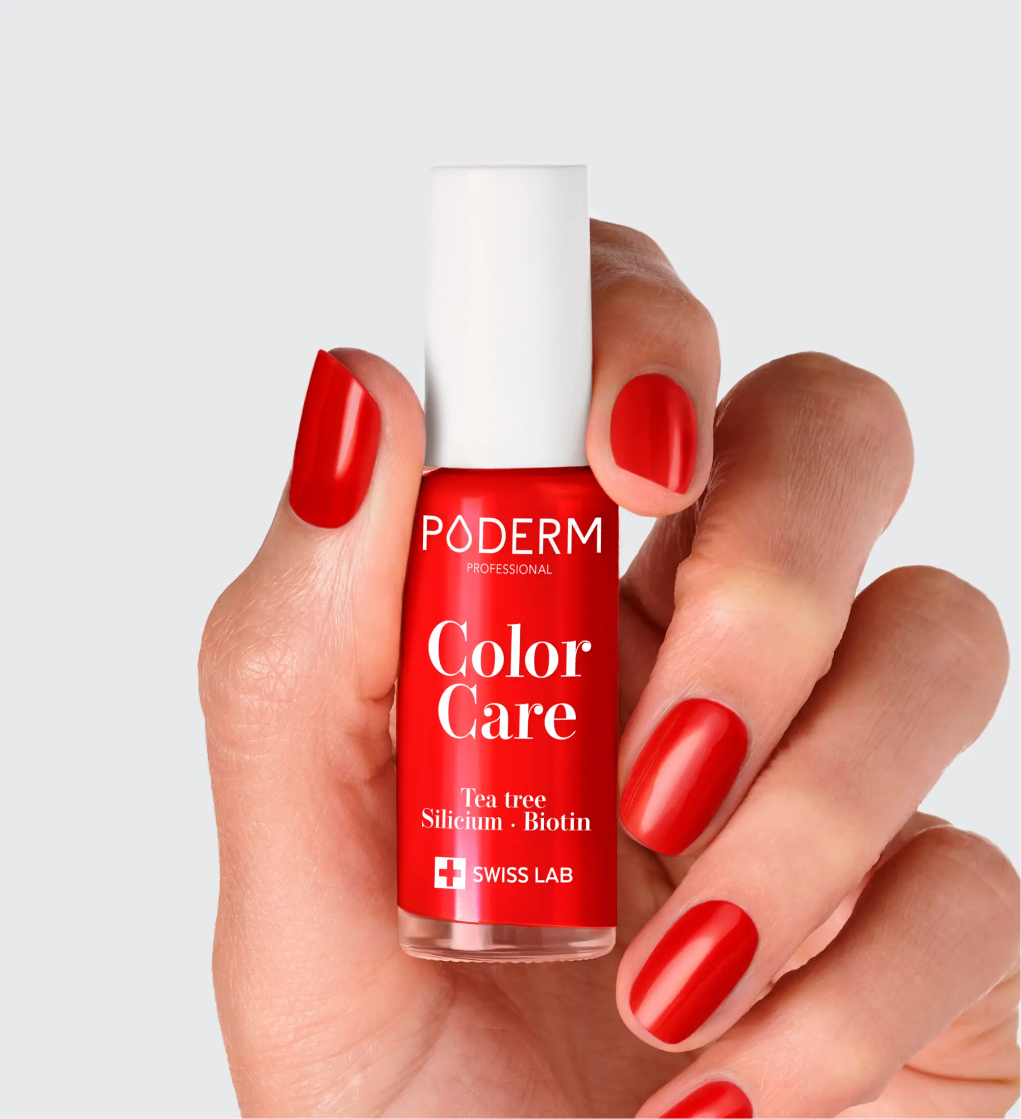 Vernis Color care - ongles abîmés - Rouge Cerise | Poderm® – PODERM®