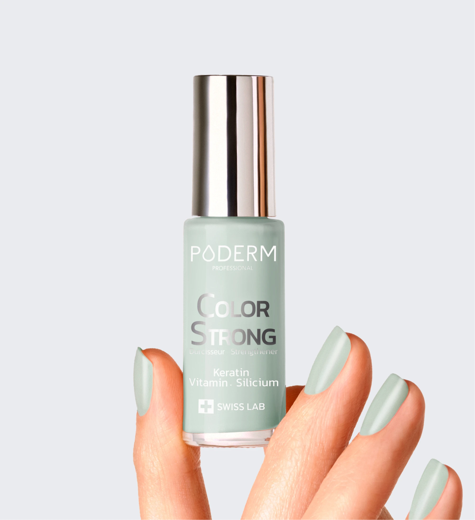 Nail polish hardener - Color strong - Soft sage | Poderm® – PODERM®